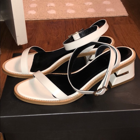Tibi | Shoes | Tibi Ivory Leather Heel Sandals In Size 375 | Poshmark